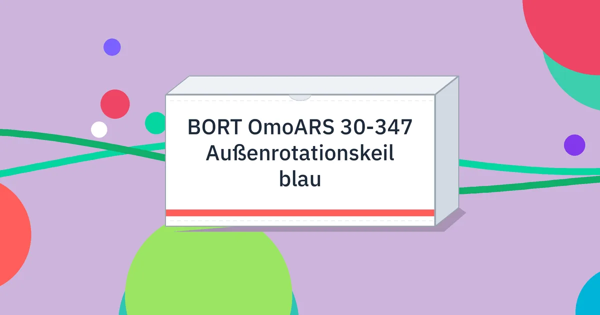 Symbolbild: Packung mit der Aufschrift BORT OmoARS 30-347 Außenrotationskeil blau (PZN 02943131) – Verfügbarkeit und Bezug in Apotheken in Frankfurt am Main