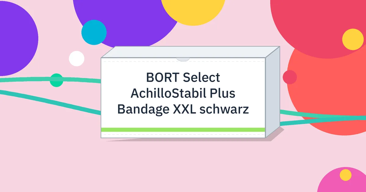 Symbolbild: Packung mit der Aufschrift BORT Select AchilloStabil Plus Bandage XXL schwarz (PZN 16878673) – Verfügbarkeit und Bezug in Apotheken in Frankfurt am Main