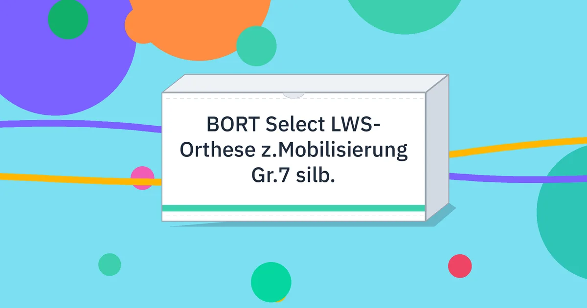 Symbolbild: Packung mit der Aufschrift BORT Select LWS-Orthese z.Mobilisierung Gr.7 silb. (PZN 13922712) – Verfügbarkeit und Bezug in Apotheken in Frankfurt am Main