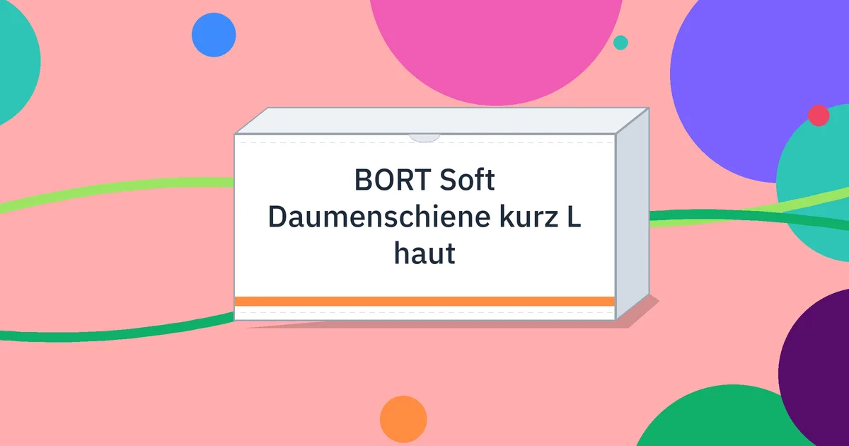 Symbolbild: Packung mit der Aufschrift BORT Soft Daumenschiene kurz L haut (PZN 06084742) – Verfügbarkeit und Bezug in Apotheken in Frankfurt am Main