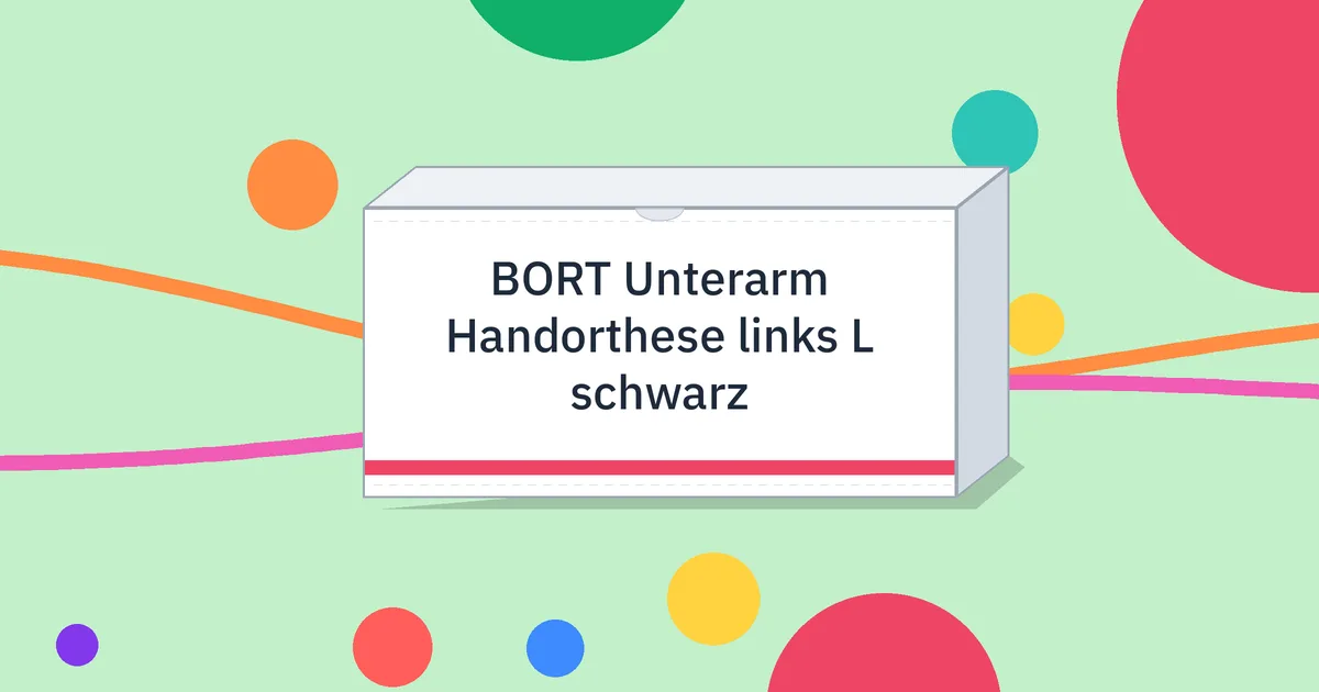 Symbolbild: Packung mit der Aufschrift BORT Unterarm Handorthese links L schwarz (PZN 07668971) – Verfügbarkeit und Bezug in Apotheken in Frankfurt am Main