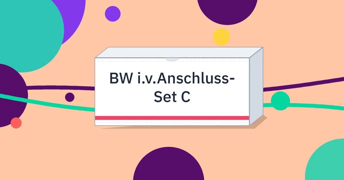 Symbolbild: Packung mit der Aufschrift BW i.v.Anschluss-Set C (PZN 11222229) – Verfügbarkeit und Bezug in Apotheken in Frankfurt am Main