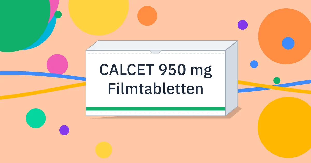 Symbolbild: Packung mit der Aufschrift CALCET 950 mg Filmtabletten (PZN 07226500) – Verfügbarkeit und Bezug in Apotheken in Frankfurt am Main