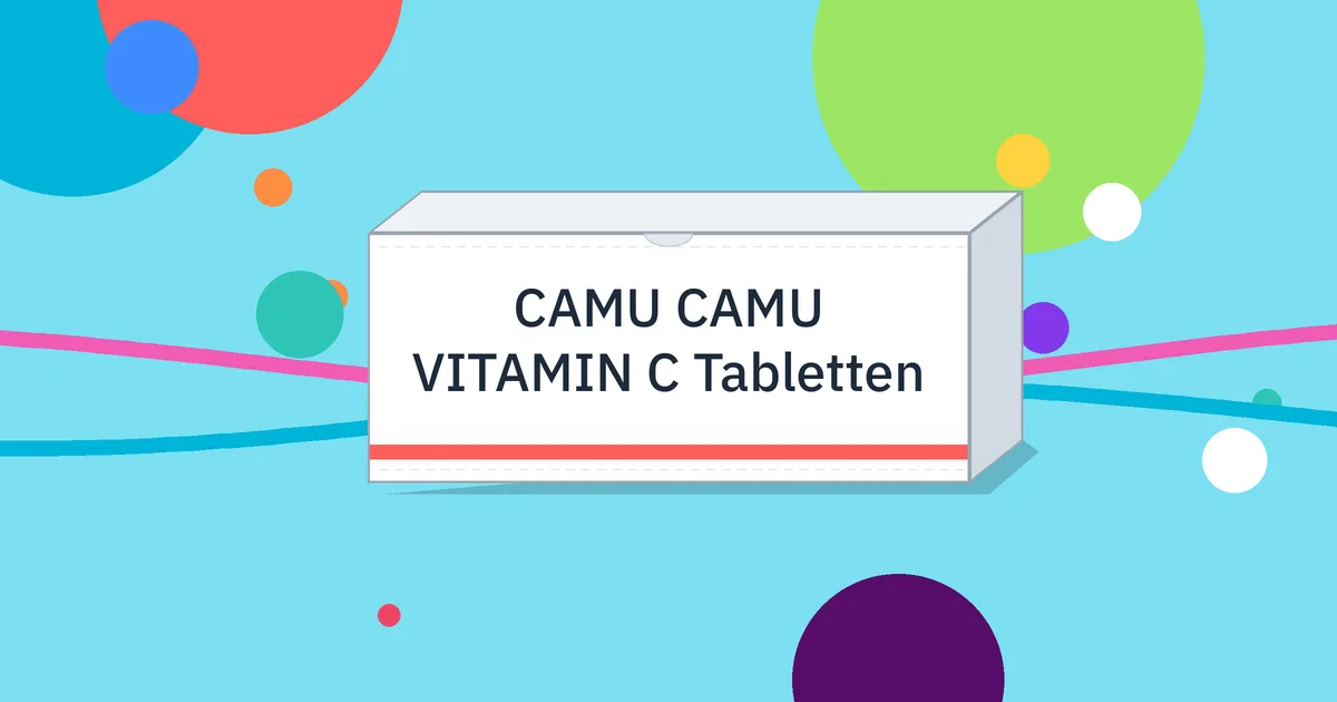 Symbolbild: Packung mit der Aufschrift CAMU CAMU VITAMIN C Tabletten (PZN 00603520) – Verfügbarkeit und Bezug in Apotheken in Frankfurt am Main