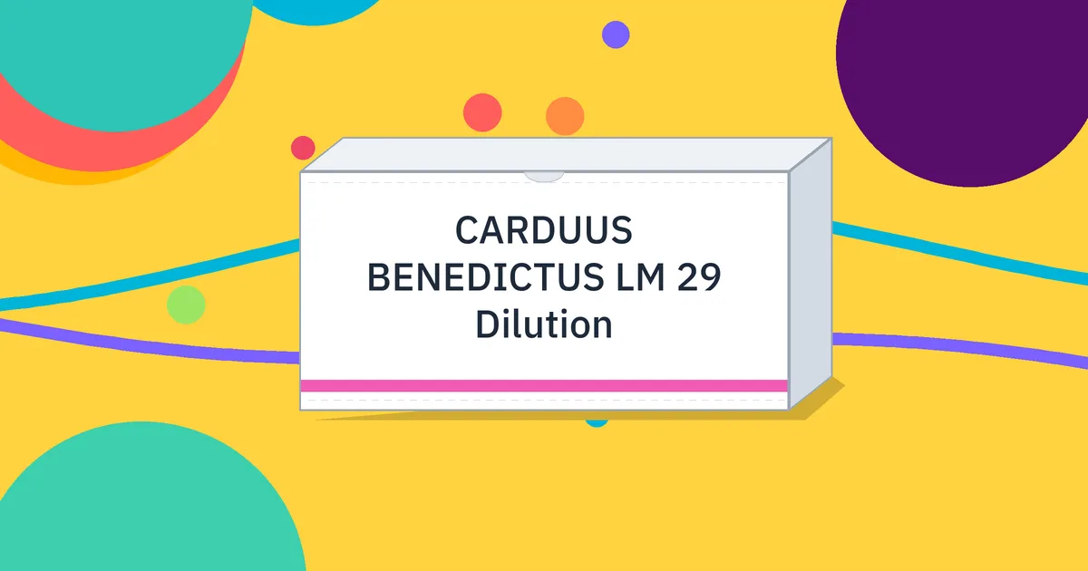 Symbolbild: Packung mit der Aufschrift CARDUUS BENEDICTUS LM 29 Dilution (PZN 13430305) – Verfügbarkeit und Bezug in Apotheken in Frankfurt am Main