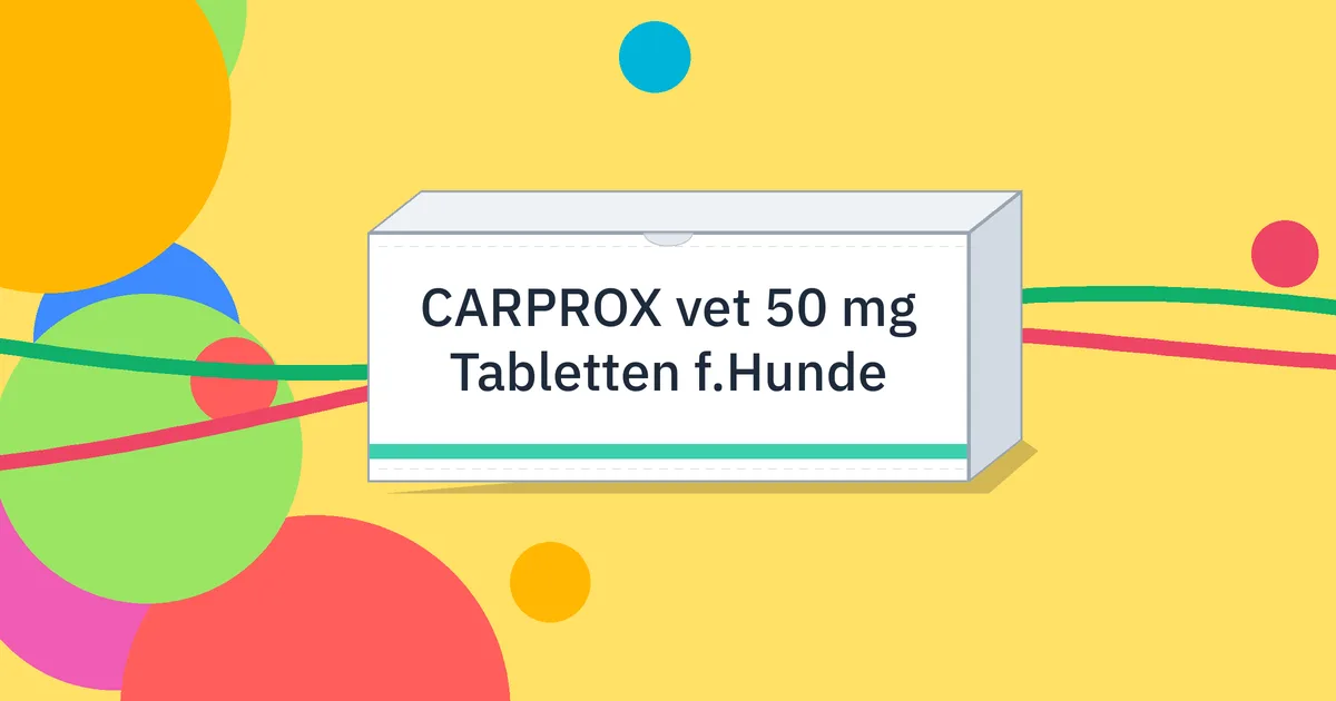 Symbolbild: Packung mit der Aufschrift CARPROX vet 50 mg Tabletten f.Hunde (PZN 11149544) – Verfügbarkeit und Bezug in Apotheken in Frankfurt am Main