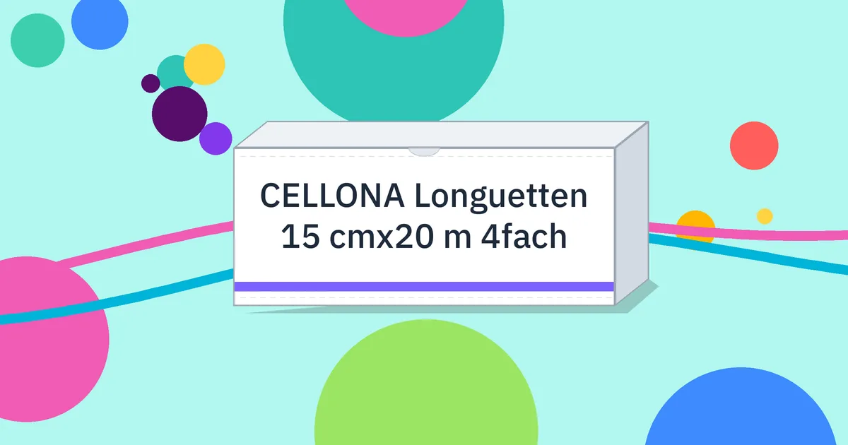 Symbolbild: Packung mit der Aufschrift CELLONA Longuetten 15 cmx20 m 4fach (PZN 00191767) – Verfügbarkeit und Bezug in Apotheken in Frankfurt am Main