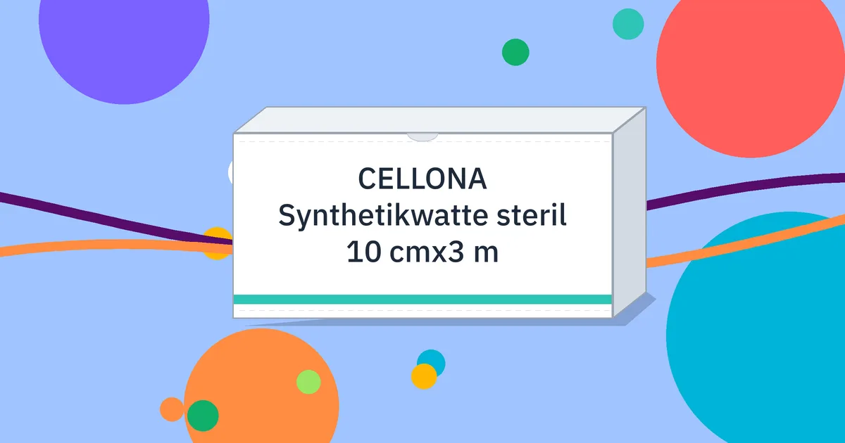 Symbolbild: Packung mit der Aufschrift CELLONA Synthetikwatte steril 10 cmx3 m (PZN 17450983) – Verfügbarkeit und Bezug in Apotheken in Frankfurt am Main