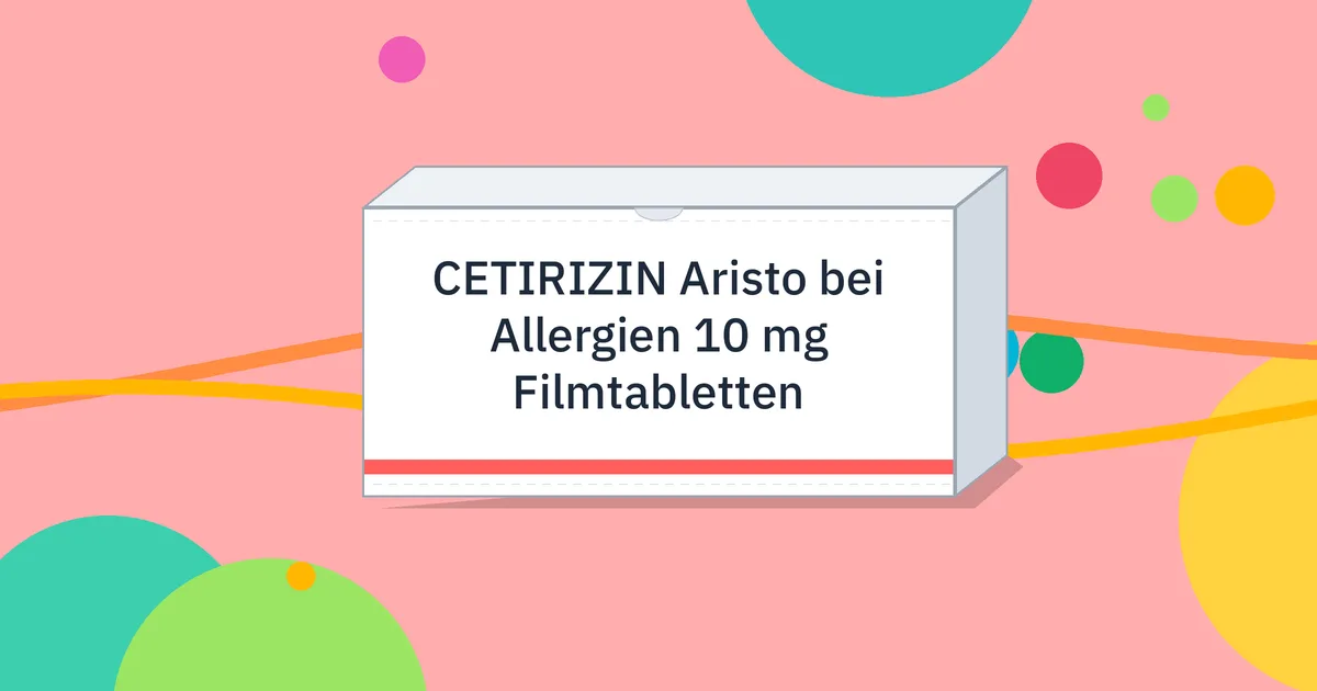 Symbolbild: Packung mit der Aufschrift CETIRIZIN Aristo bei Allergien 10 mg Filmtabletten (PZN 09703281) – Verfügbarkeit und Bezug in Apotheken in Frankfurt am Main