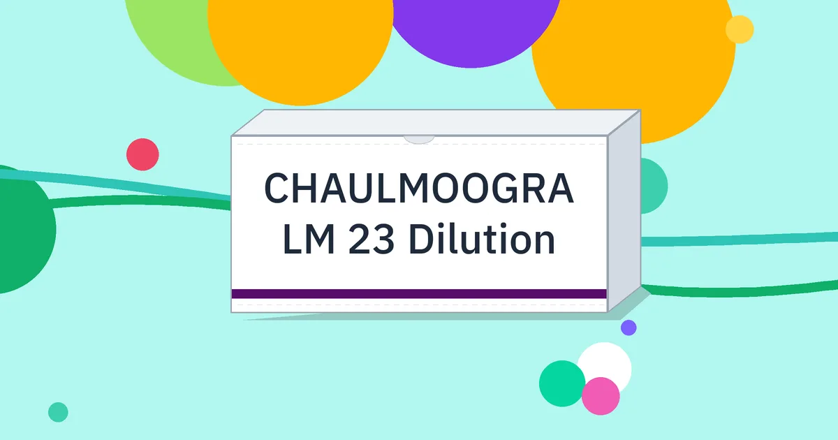 Symbolbild: Packung mit der Aufschrift CHAULMOOGRA LM 23 Dilution (PZN 13439097) – Verfügbarkeit und Bezug in Apotheken in Frankfurt am Main