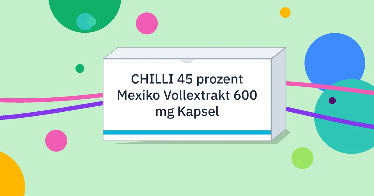 Symbolbild: Packung mit der Aufschrift CHILLI 45 prozent Mexiko Vollextrakt 600 mg Kapsel (PZN 12725719) – Verfügbarkeit und Bezug in Apotheken in Frankfurt am Main