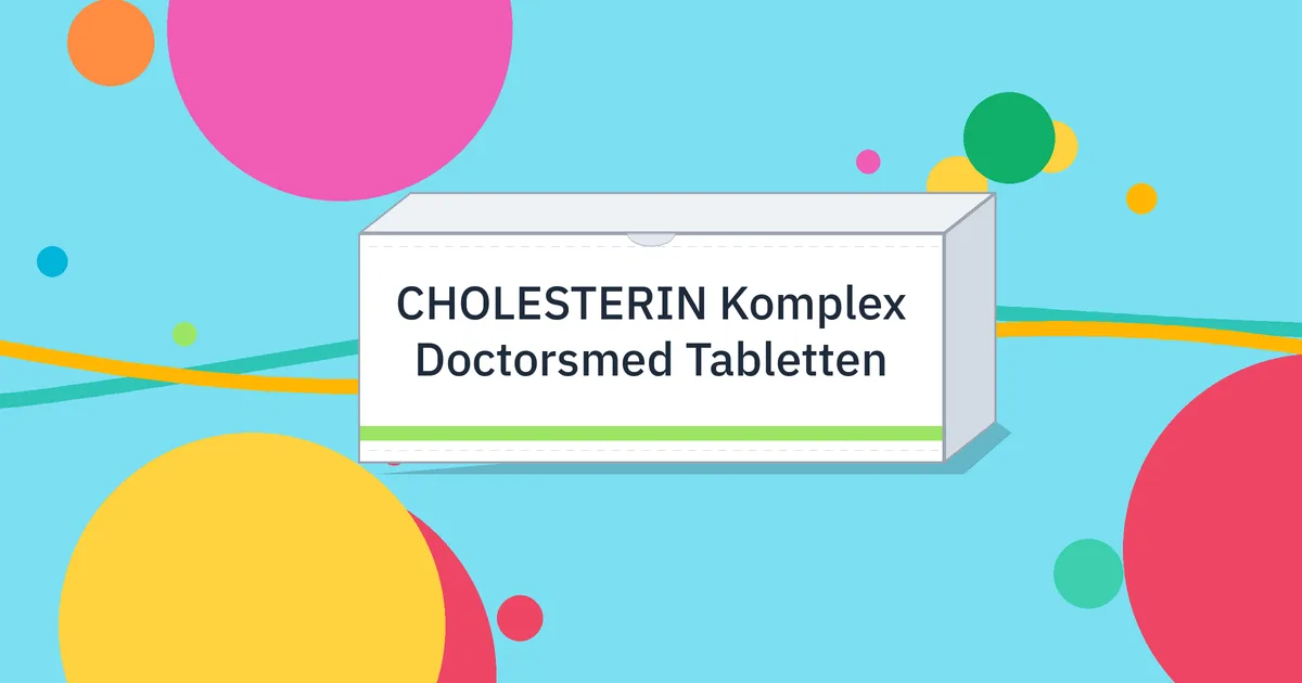 Symbolbild: Packung mit der Aufschrift CHOLESTERIN Komplex Doctorsmed Tabletten (PZN 11517568) – Verfügbarkeit und Bezug in Apotheken in Frankfurt am Main