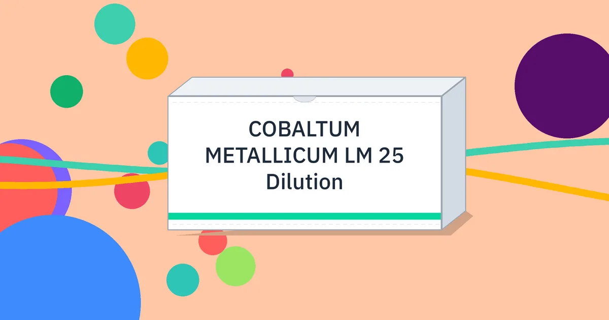 Symbolbild: Packung mit der Aufschrift COBALTUM METALLICUM LM 25 Dilution (PZN 12823273) – Verfügbarkeit und Bezug in Apotheken in Frankfurt am Main