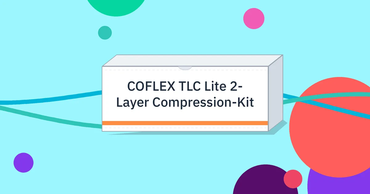 Symbolbild: Packung mit der Aufschrift COFLEX TLC Lite 2-Layer Compression-Kit (PZN 17543928) – Verfügbarkeit und Bezug in Apotheken in Frankfurt am Main