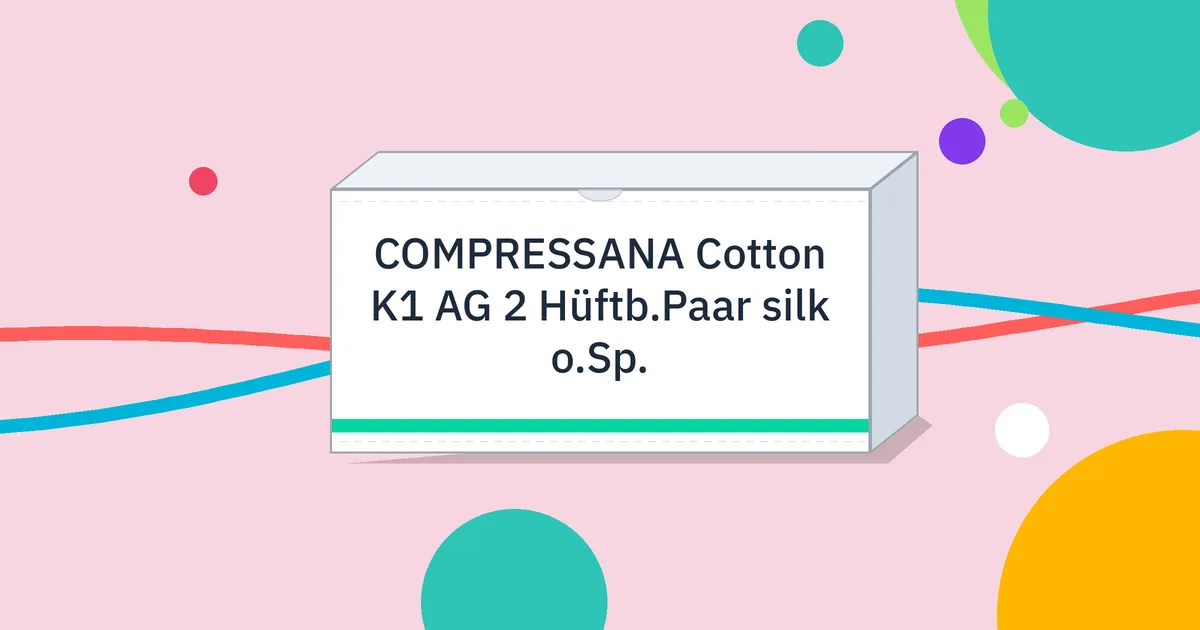 Symbolbild: Packung mit der Aufschrift COMPRESSANA Cotton K1 AG 2 Hüftb.Paar silk o.Sp. (PZN 12980392) – Verfügbarkeit und Bezug in Apotheken in Frankfurt am Main