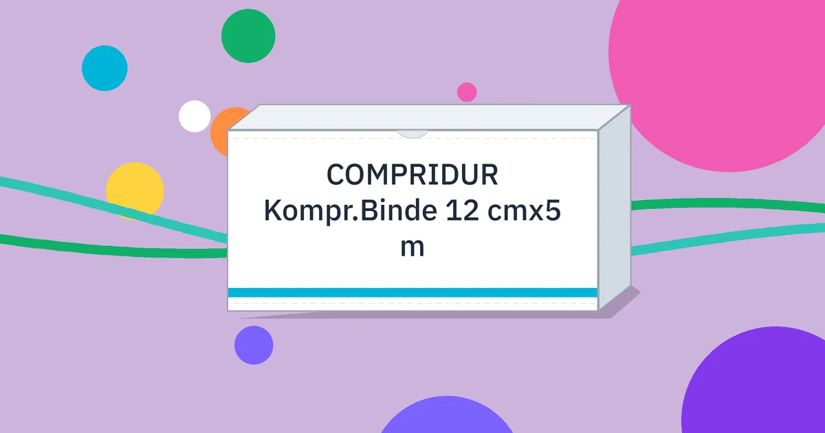 Symbolbild: Packung mit der Aufschrift COMPRIDUR Kompr.Binde 12 cmx5 m (PZN 02059658) – Verfügbarkeit und Bezug in Apotheken in Frankfurt am Main
