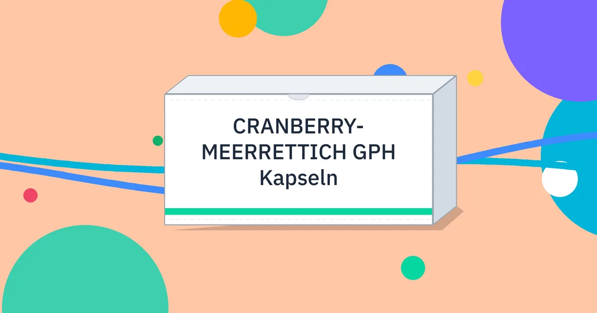 Symbolbild: Packung mit der Aufschrift CRANBERRY-MEERRETTICH GPH Kapseln (PZN 19860099) – Verfügbarkeit und Bezug in Apotheken in Frankfurt am Main