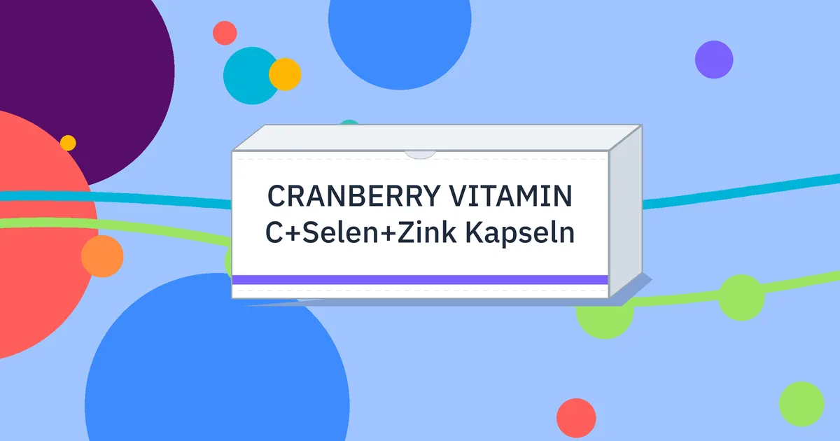 Symbolbild: Packung mit der Aufschrift CRANBERRY VITAMIN C+Selen+Zink Kapseln (PZN 09693571) – Verfügbarkeit und Bezug in Apotheken in Frankfurt am Main