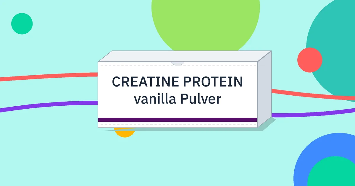Symbolbild: Packung mit der Aufschrift CREATINE PROTEIN vanilla Pulver (PZN 11647006) – Verfügbarkeit und Bezug in Apotheken in Frankfurt am Main
