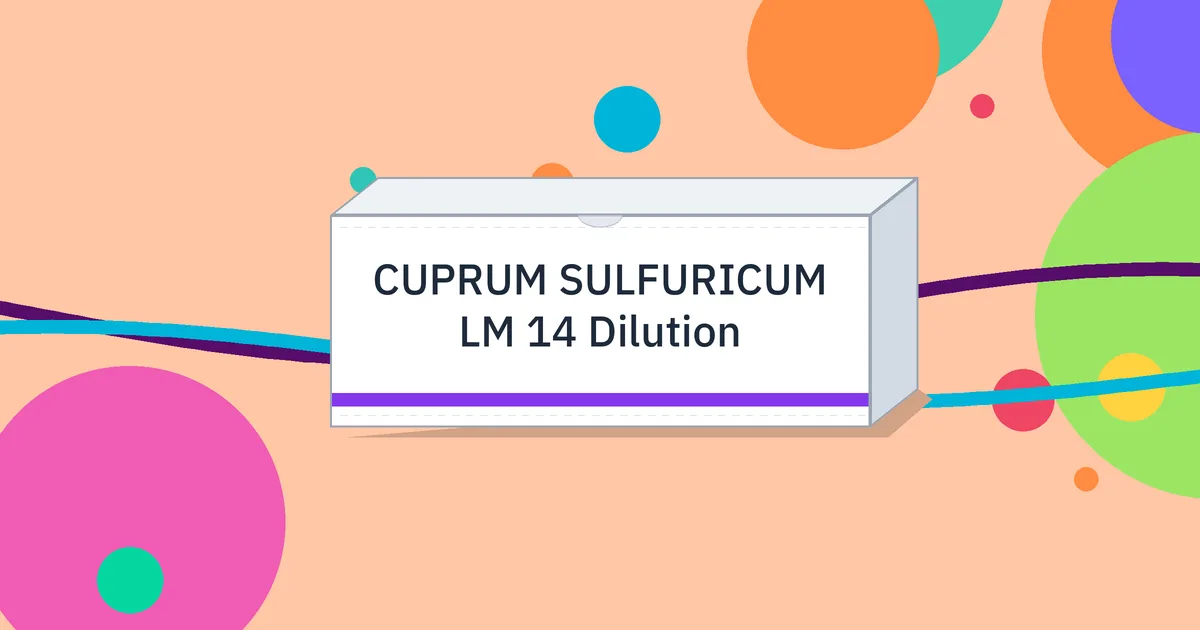 Symbolbild: Packung mit der Aufschrift CUPRUM SULFURICUM LM 14 Dilution (PZN 12839050) – Verfügbarkeit und Bezug in Apotheken in Frankfurt am Main
