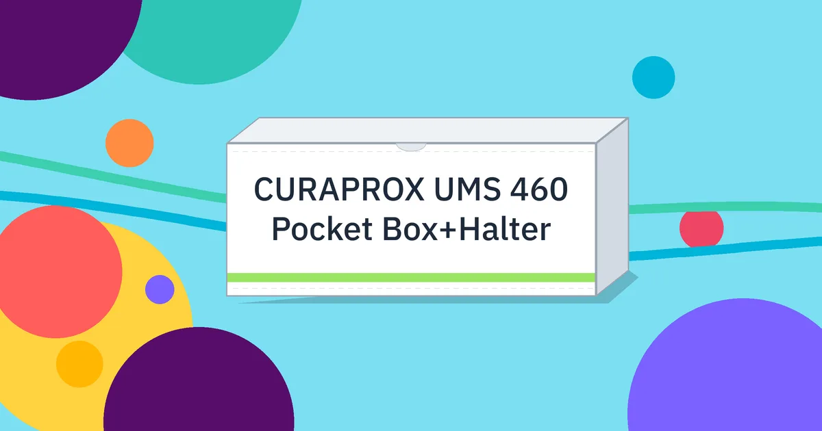 Symbolbild: Packung mit der Aufschrift CURAPROX UMS 460 Pocket Box+Halter (PZN 05014082) – Verfügbarkeit und Bezug in Apotheken in Frankfurt am Main