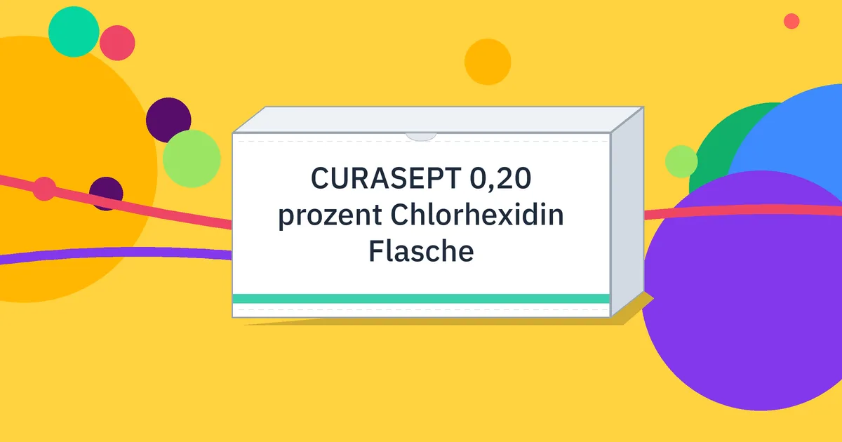 Symbolbild: Packung mit der Aufschrift CURASEPT 0,20 prozent Chlorhexidin Flasche (PZN 04074202) – Verfügbarkeit und Bezug in Apotheken in Frankfurt am Main