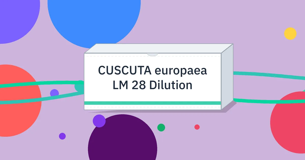 Symbolbild: Packung mit der Aufschrift CUSCUTA europaea LM 28 Dilution (PZN 13459303) – Verfügbarkeit und Bezug in Apotheken in Frankfurt am Main