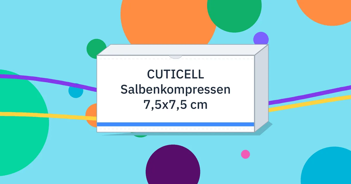 Symbolbild: Packung mit der Aufschrift CUTICELL Salbenkompressen 7,5x7,5 cm (PZN 11184032) – Verfügbarkeit und Bezug in Apotheken in Frankfurt am Main