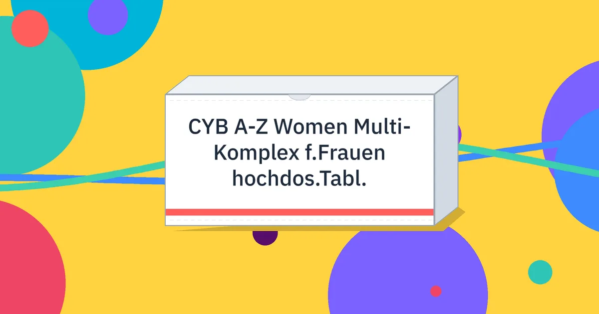 Symbolbild: Packung mit der Aufschrift CYB A-Z Women Multi-Komplex f.Frauen hochdos.Tabl. (PZN 18492417) – Verfügbarkeit und Bezug in Apotheken in Frankfurt am Main