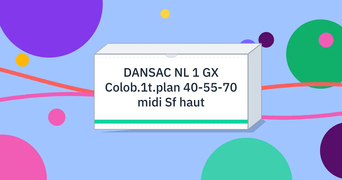 Symbolbild: Packung mit der Aufschrift DANSAC NL 1 GX Colob.1t.plan 40-55-70 midi Sf haut (PZN 10945552) – Verfügbarkeit und Bezug in Apotheken in Frankfurt am Main