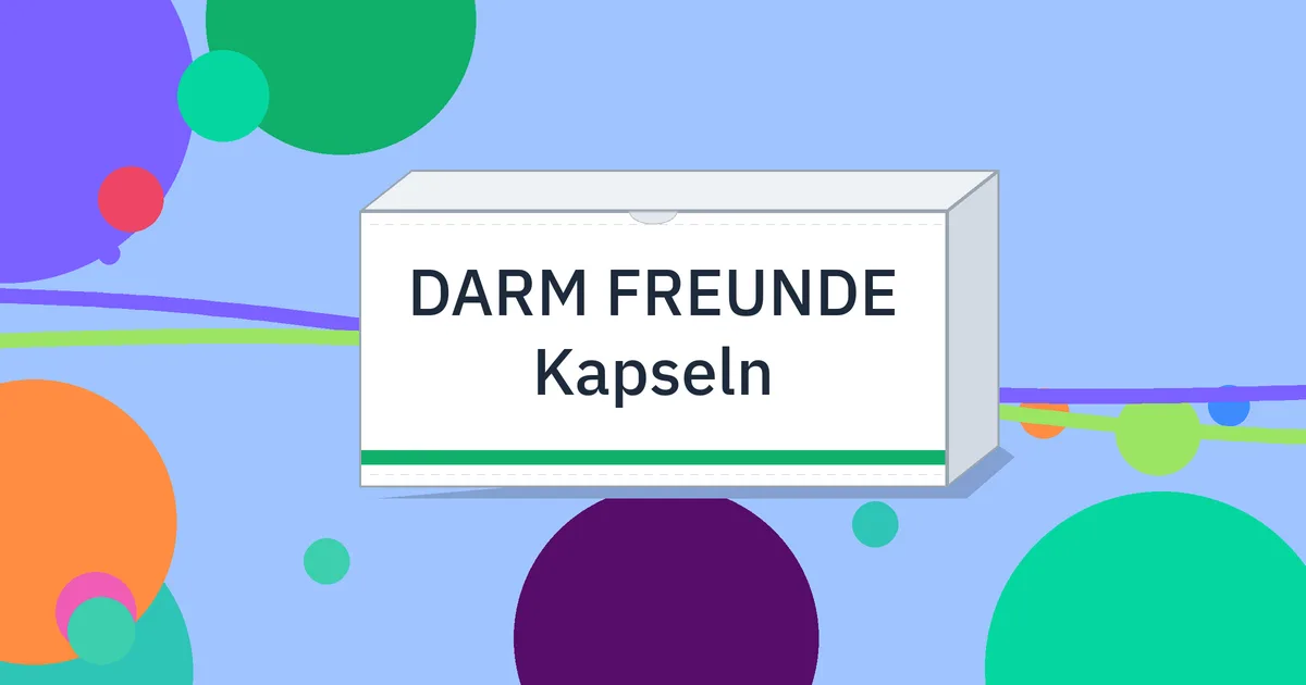 Symbolbild: Packung mit der Aufschrift DARM FREUNDE Kapseln (PZN 19399401) – Verfügbarkeit und Bezug in Apotheken in Frankfurt am Main