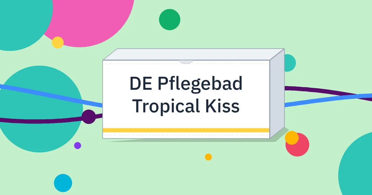 Symbolbild: Packung mit der Aufschrift DE Pflegebad Tropical Kiss (PZN 17257683) – Verfügbarkeit und Bezug in Apotheken in Frankfurt am Main