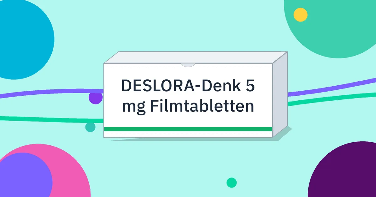 Symbolbild: Packung mit der Aufschrift DESLORA-Denk 5 mg Filmtabletten (PZN 16606182) – Verfügbarkeit und Bezug in Apotheken in Frankfurt am Main
