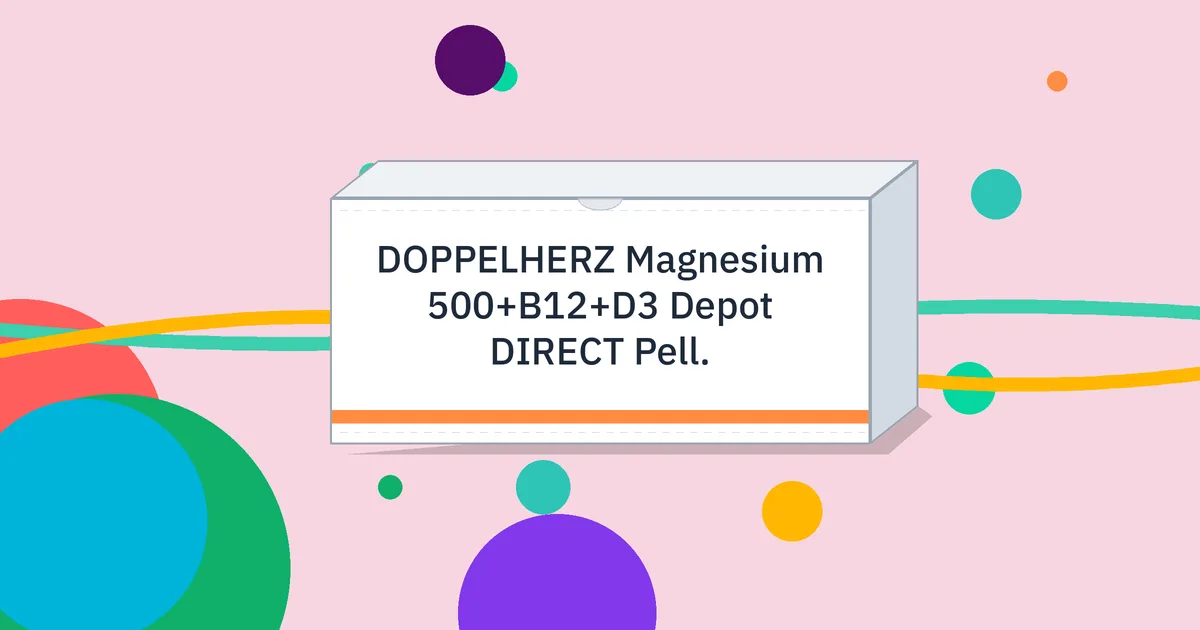 Symbolbild: Packung mit der Aufschrift DOPPELHERZ Magnesium 500+B12+D3 Depot DIRECT Pell. (PZN 19397135) – Verfügbarkeit und Bezug in Apotheken in Frankfurt am Main
