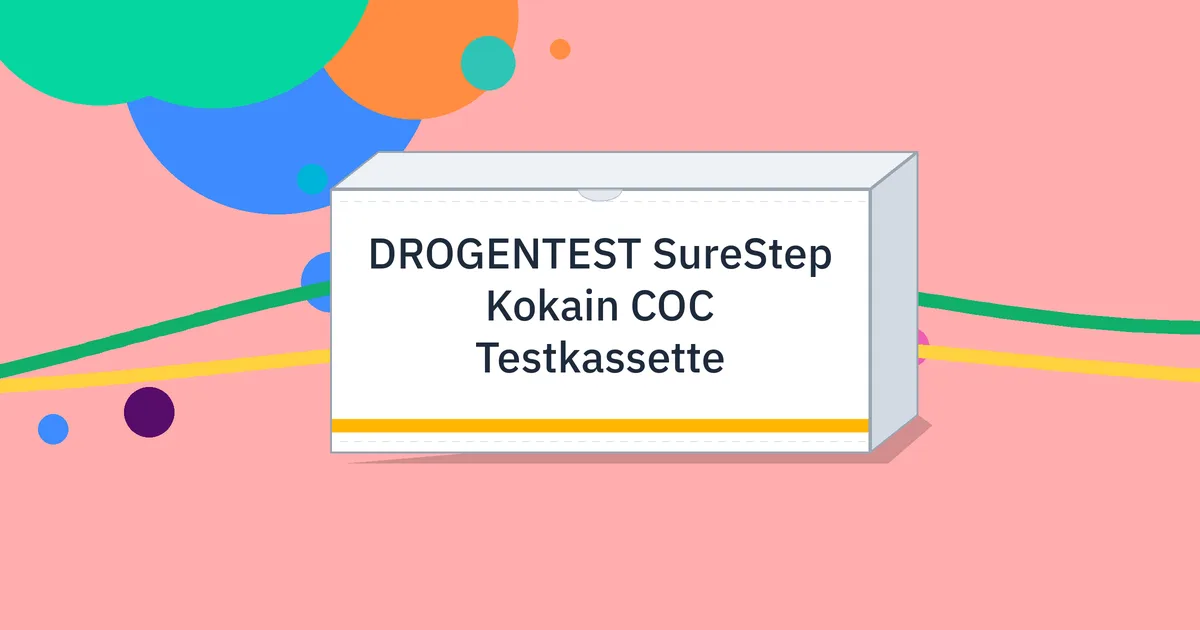 Symbolbild: Packung mit der Aufschrift DROGENTEST SureStep Kokain COC Testkassette (PZN 16573548) – Verfügbarkeit und Bezug in Apotheken in Frankfurt am Main