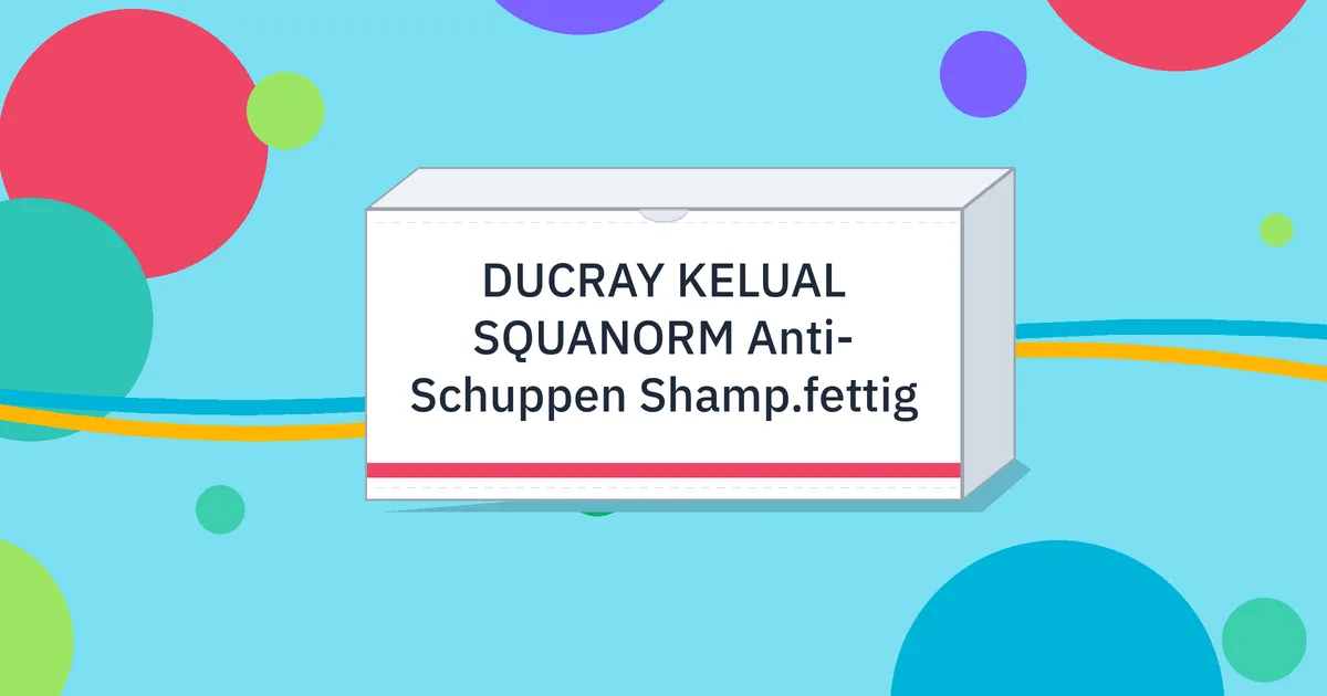 Symbolbild: Packung mit der Aufschrift DUCRAY KELUAL SQUANORM Anti-Schuppen Shamp.fettig (PZN 19179579) – Verfügbarkeit und Bezug in Apotheken in Frankfurt am Main