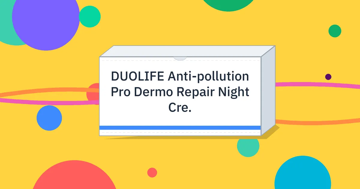 Symbolbild: Packung mit der Aufschrift DUOLIFE Anti-pollution Pro Dermo Repair Night Cre. (PZN 20289847) – Verfügbarkeit und Bezug in Apotheken in Frankfurt am Main