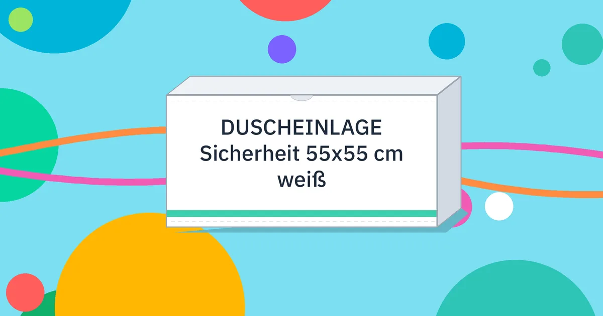 Symbolbild: Packung mit der Aufschrift DUSCHEINLAGE Sicherheit 55x55 cm weiß (PZN 00903110) – Verfügbarkeit und Bezug in Apotheken in Frankfurt am Main
