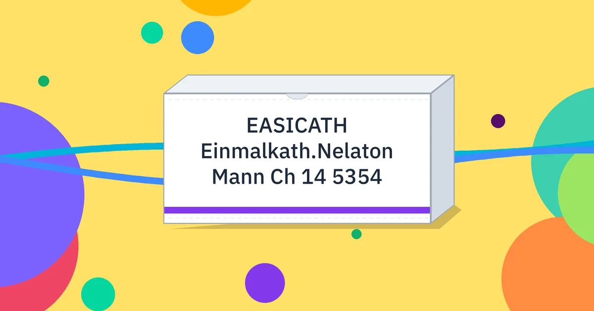 Symbolbild: Packung mit der Aufschrift EASICATH Einmalkath.Nelaton Mann Ch 14 5354 (PZN 00598753) – Verfügbarkeit und Bezug in Apotheken in Frankfurt am Main