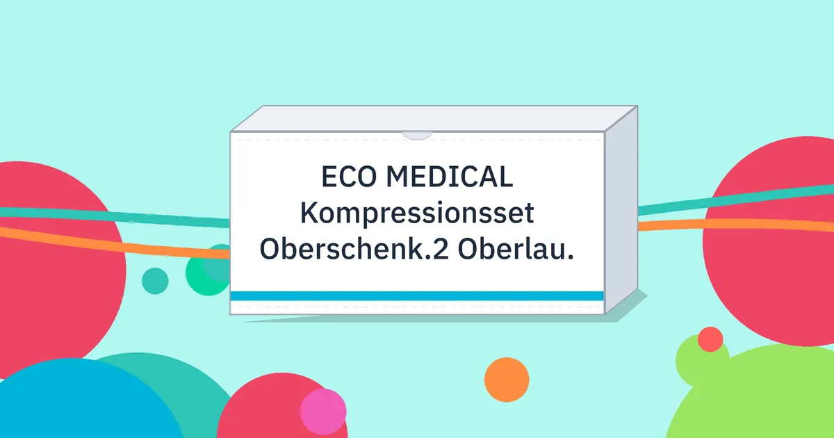 Symbolbild: Packung mit der Aufschrift ECO MEDICAL Kompressionsset Oberschenk.2 Oberlau. (PZN 19176032) – Verfügbarkeit und Bezug in Apotheken in Frankfurt am Main