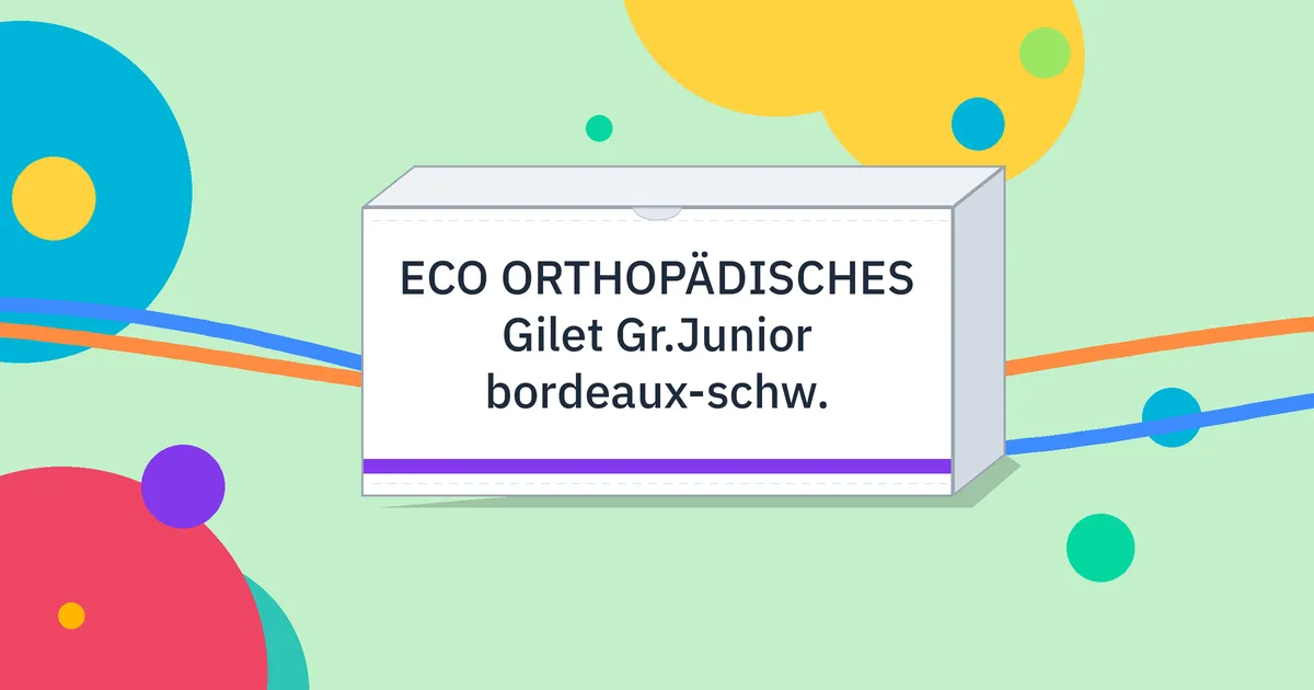 Symbolbild: Packung mit der Aufschrift ECO ORTHOPÄDISCHES Gilet Gr.Junior bordeaux-schw. (PZN 14334880) – Verfügbarkeit und Bezug in Apotheken in Frankfurt am Main