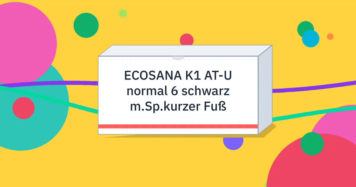 Symbolbild: Packung mit der Aufschrift ECOSANA K1 AT-U normal 6 schwarz m.Sp.kurzer Fuß (PZN 04734727) – Verfügbarkeit und Bezug in Apotheken in Frankfurt am Main
