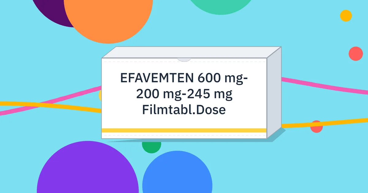 Symbolbild: Packung mit der Aufschrift EFAVEMTEN 600 mg-200 mg-245 mg Filmtabl.Dose (PZN 13872210) – Verfügbarkeit und Bezug in Apotheken in Frankfurt am Main