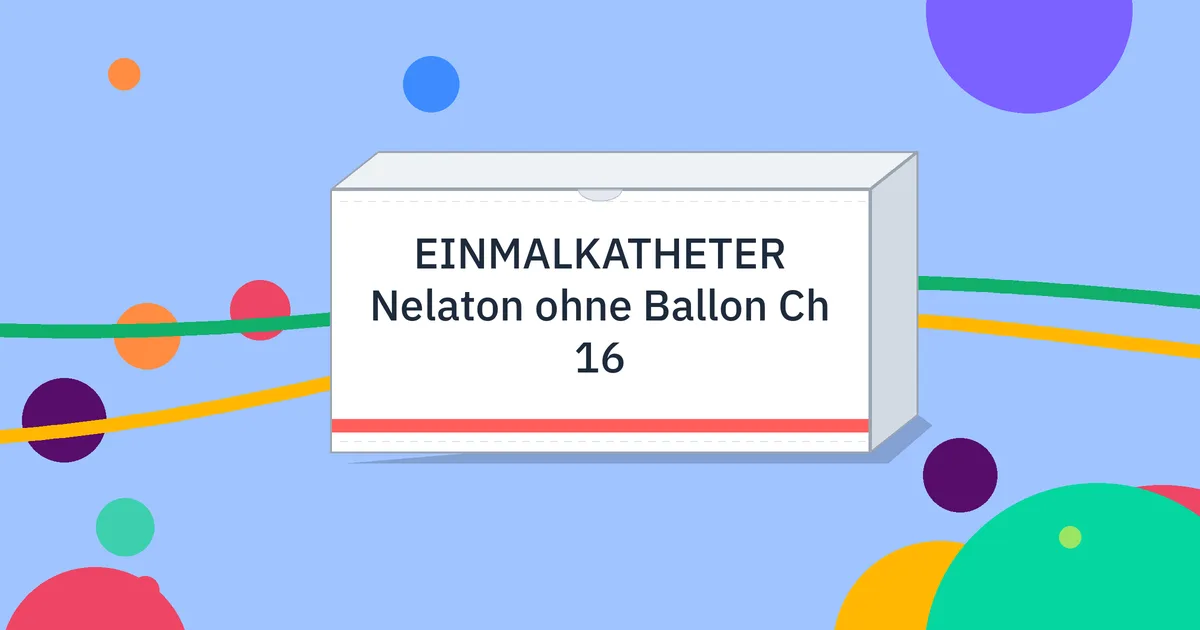 Symbolbild: Packung mit der Aufschrift EINMALKATHETER Nelaton ohne Ballon Ch 16 (PZN 00052095) – Verfügbarkeit und Bezug in Apotheken in Frankfurt am Main