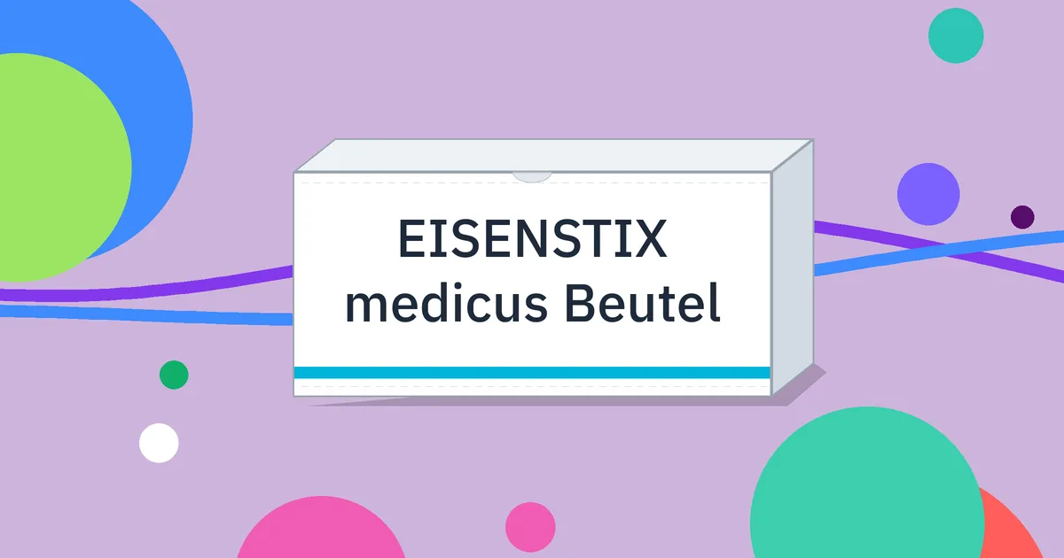 Symbolbild: Packung mit der Aufschrift EISENSTIX medicus Beutel (PZN 09263238) – Verfügbarkeit und Bezug in Apotheken in Frankfurt am Main