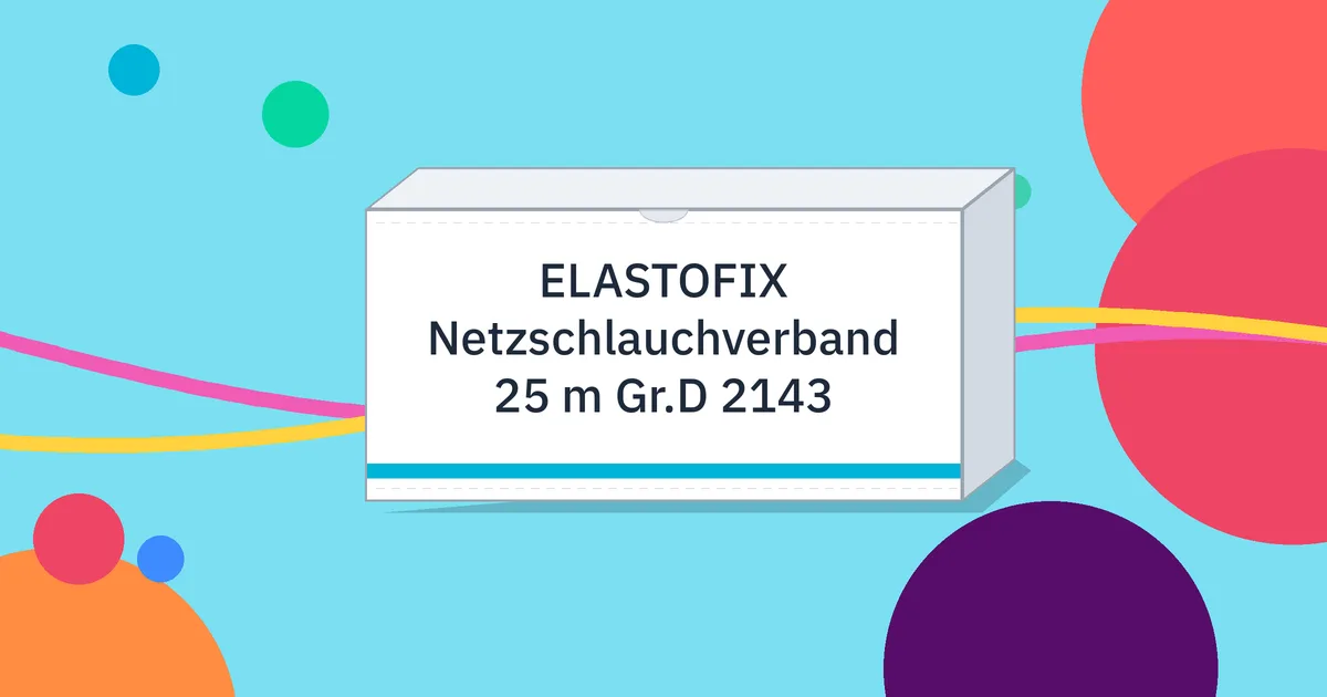 Symbolbild: Packung mit der Aufschrift ELASTOFIX Netzschlauchverband 25 m Gr.D 2143 (PZN 11318739) – Verfügbarkeit und Bezug in Apotheken in Frankfurt am Main