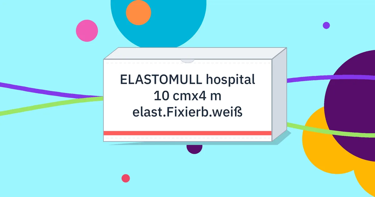 Symbolbild: Packung mit der Aufschrift ELASTOMULL hospital 10 cmx4 m elast.Fixierb.weiß (PZN 01917031) – Verfügbarkeit und Bezug in Apotheken in Frankfurt am Main