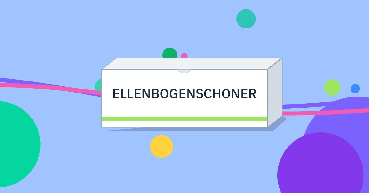 Symbolbild: Packung mit der Aufschrift ELLENBOGENSCHONER (PZN 06990311) – Verfügbarkeit und Bezug in Apotheken in Frankfurt am Main