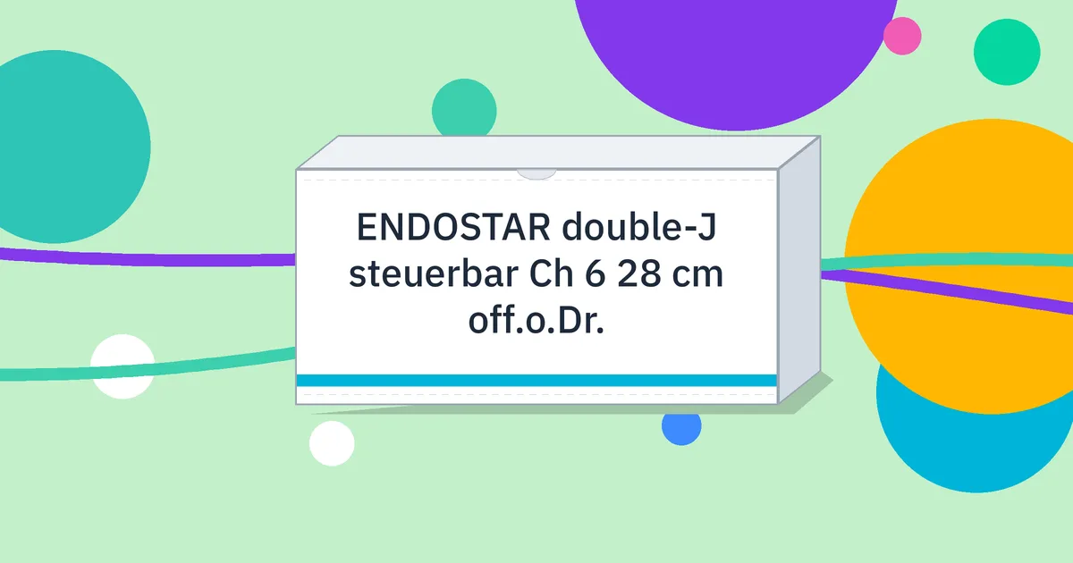 Symbolbild: Packung mit der Aufschrift ENDOSTAR double-J steuerbar Ch 6 28 cm off.o.Dr. (PZN 00439486) – Verfügbarkeit und Bezug in Apotheken in Frankfurt am Main