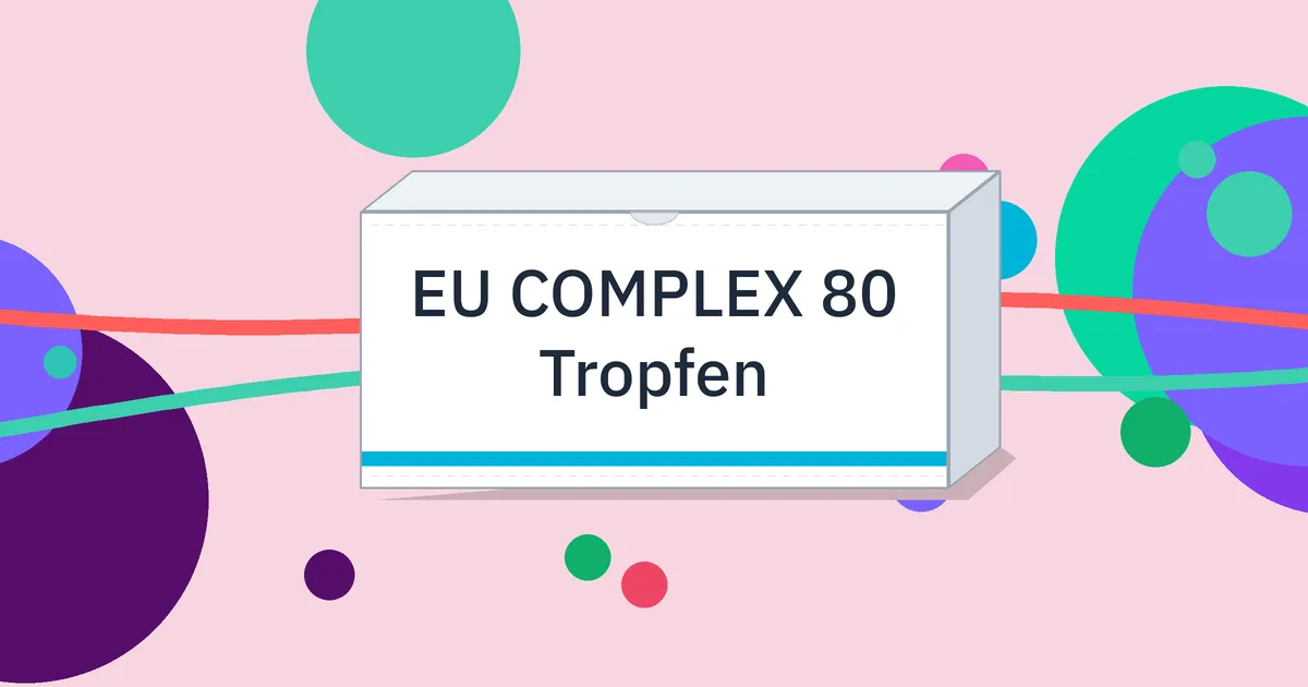 Symbolbild: Packung mit der Aufschrift EU COMPLEX 80 Tropfen (PZN 18351390) – Verfügbarkeit und Bezug in Apotheken in Frankfurt am Main
